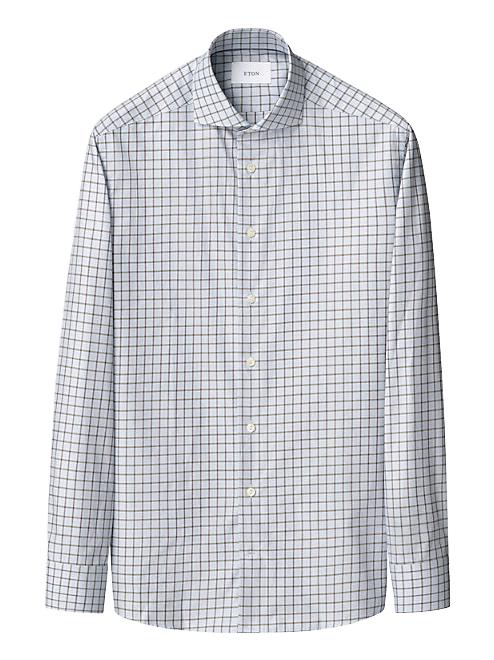 ETON checked slim-fit cotton-twill shirt 15.5
